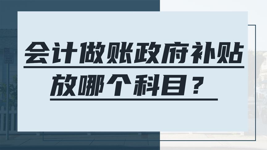 会计做账政府补贴放哪个科目?
