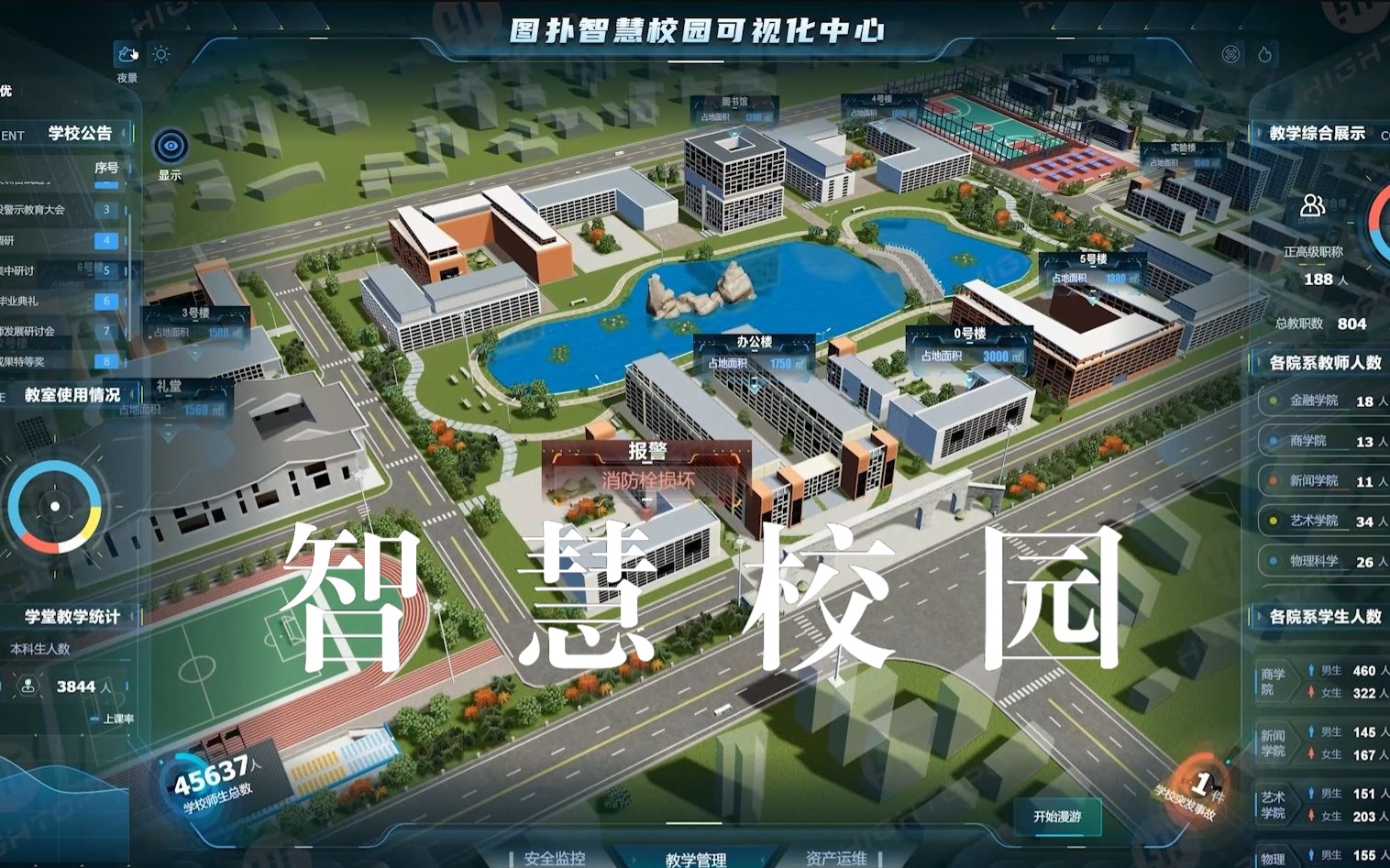智慧校园 数字孪生 智慧学校 虚拟仿真 三维可视化管理_图扑软件