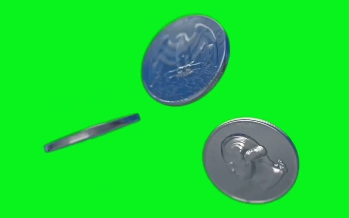 绿幕硬币旋转素材