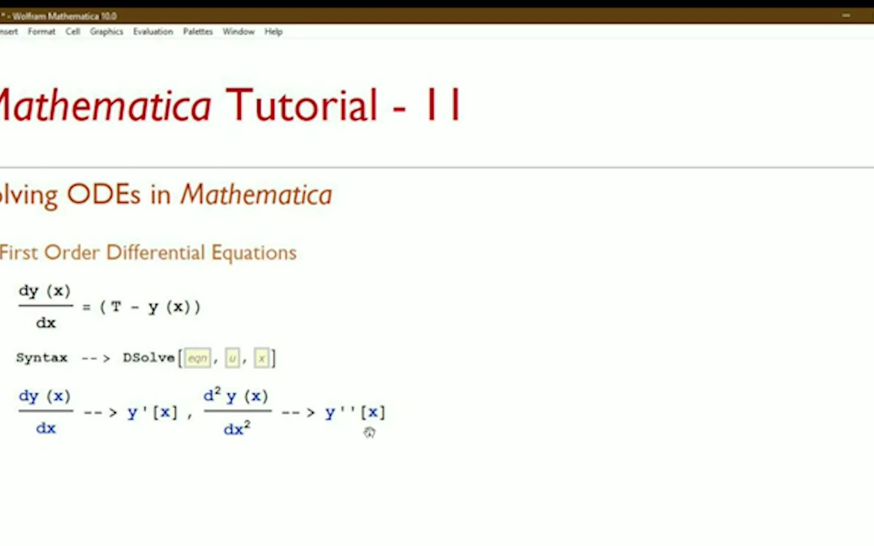 Lecture 11 | 用Mathematica解微分方程