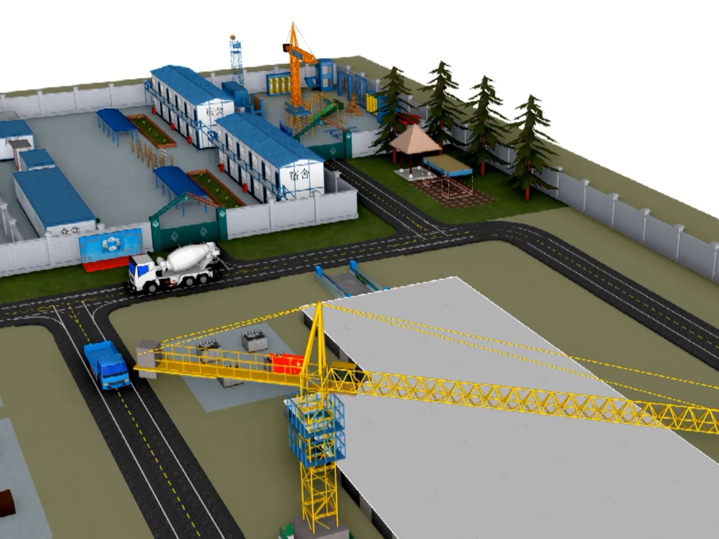 【场布关键帧漫游动画】广联达BIM场布软件 广联达办公大厦关键帧动画