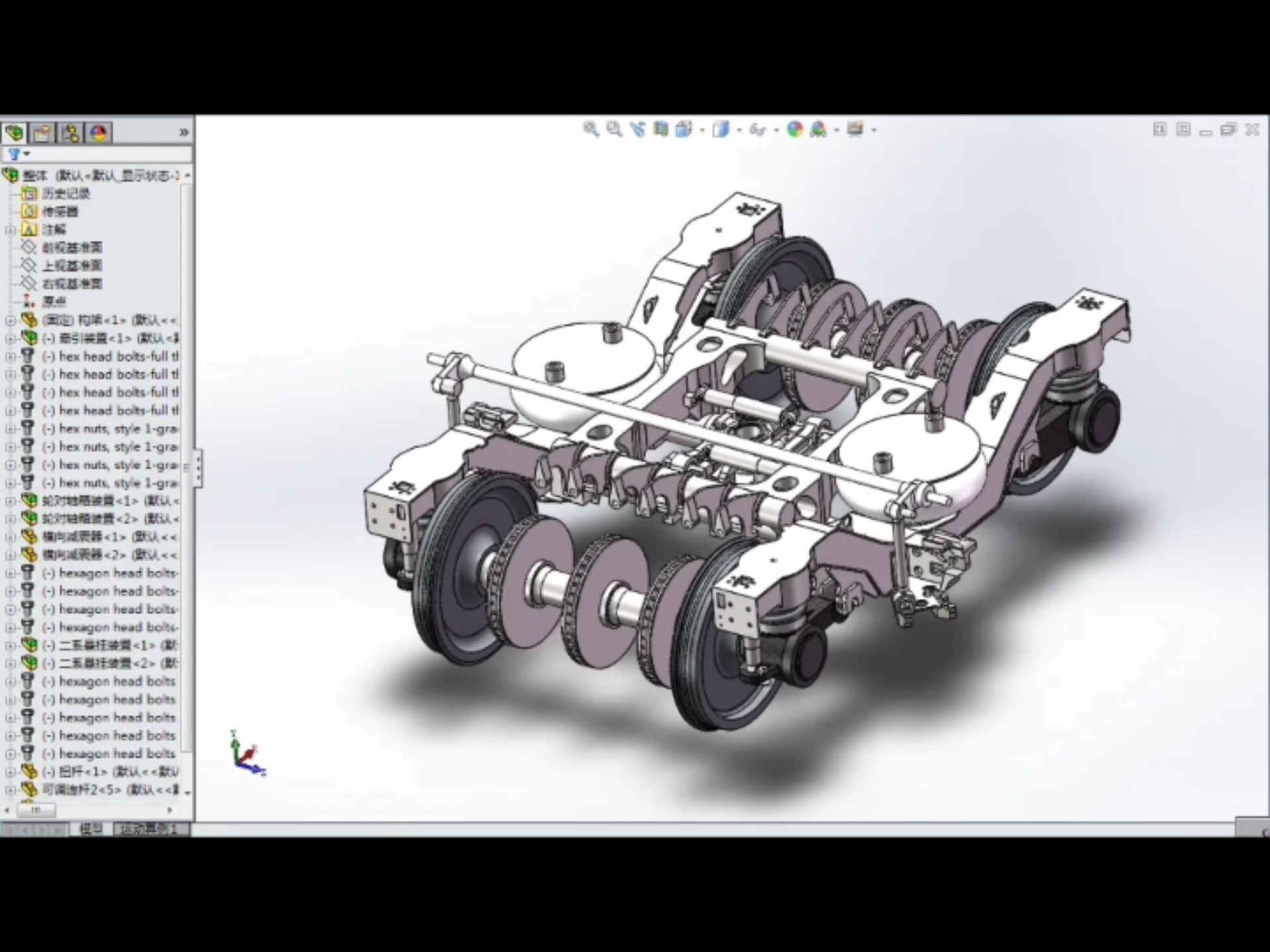 CRH380型地铁高铁火车动车列车导轨转向架设计二三维模型图纸