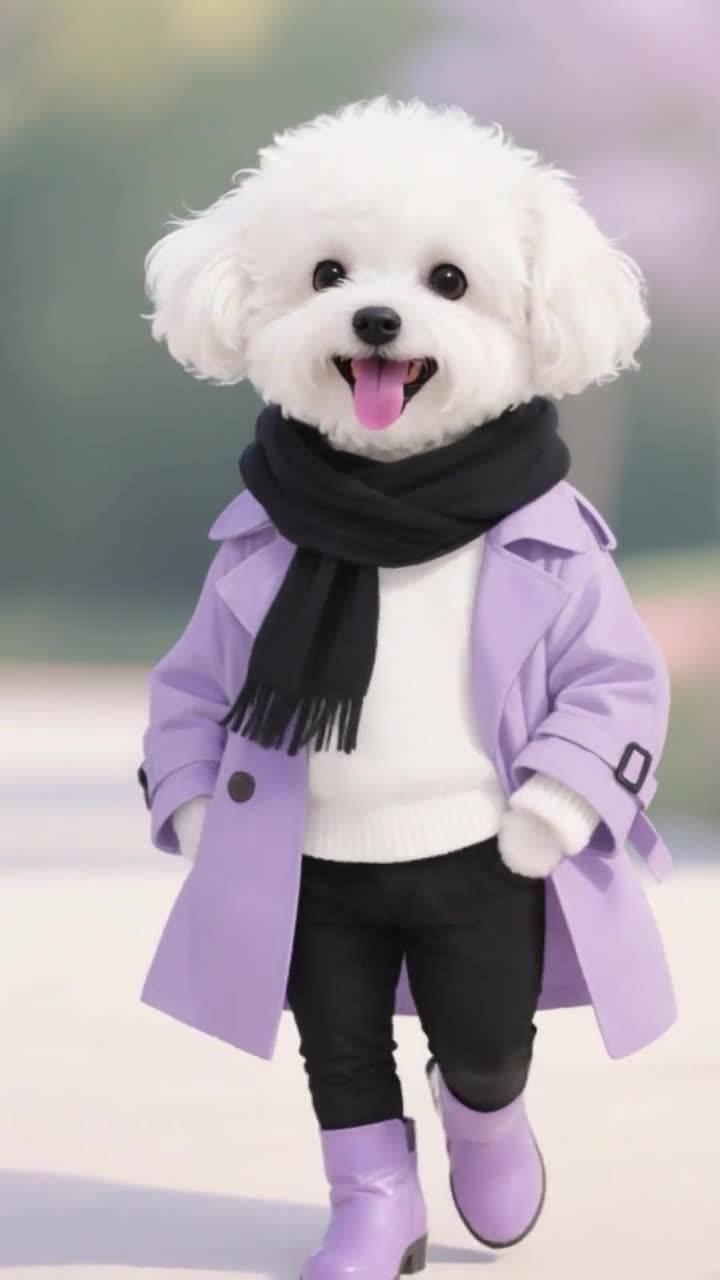 动漫:可爱的狗狗:好天气就得配上好看的衣服出门玩