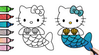 怎样画凯蒂猫美人鱼绘画猫咪简笔画宝宝学画画少儿美术教程早教可爱...