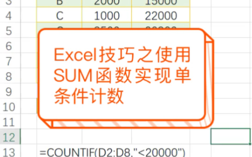 Excel技巧之使用SUM函数实现单条件计数