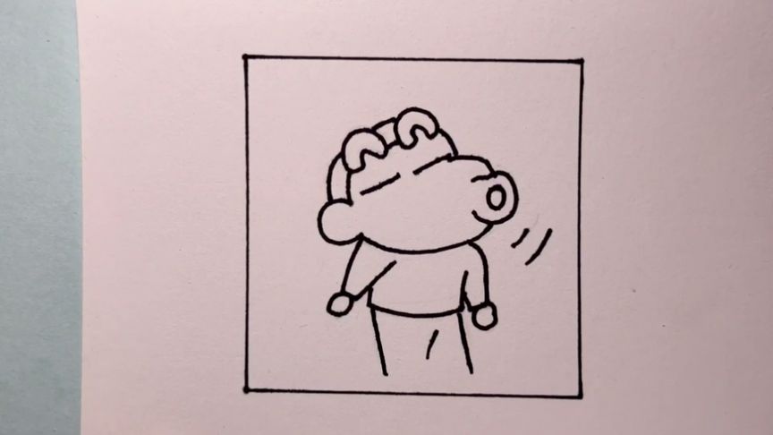 只用黑白两种颜色教你快速画简笔画蜡笔小新三