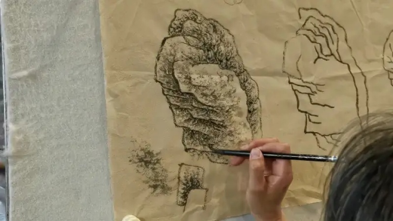 燕山石头纹理的皴法|中国山水画研究院院长陈克永教学示范