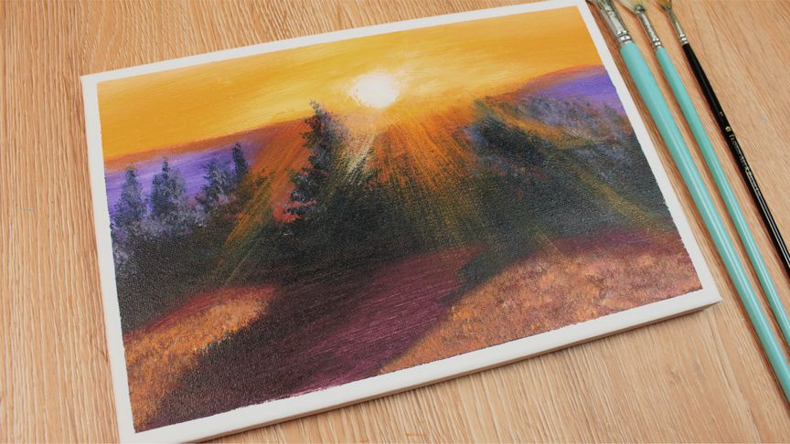 丙烯画 ▏入门视频教程「余晖」