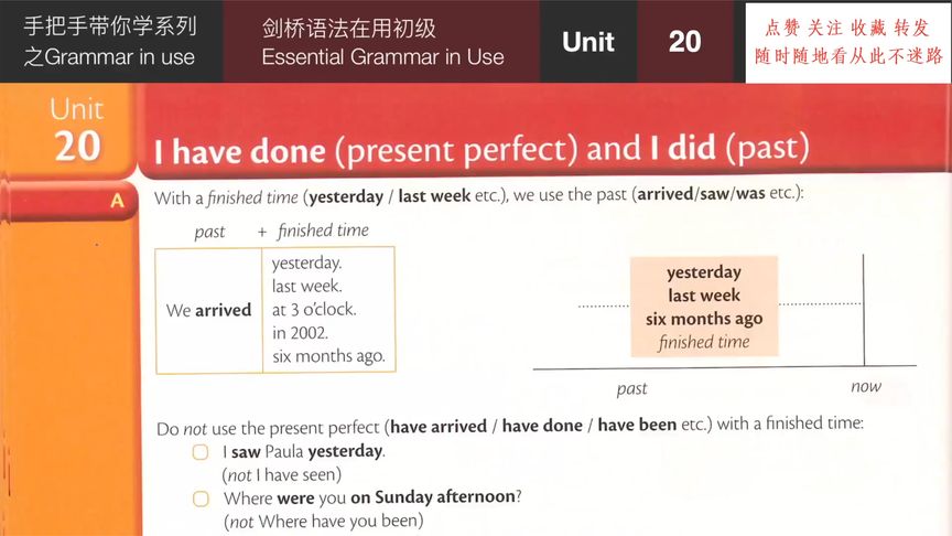 【Grammar in Use 】Unit 20 现在完成时/一般过去时的比较