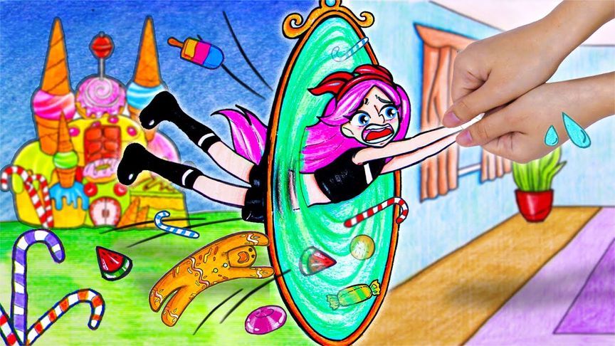 趣味定格动画:小女孩穿越到糖果世界,帮助姜饼人建造新的城堡