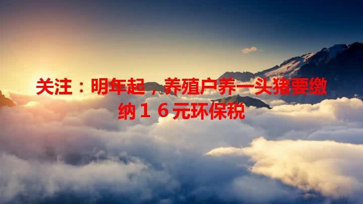 关注:明年起,养殖户养一头猪要缴纳16元环保税