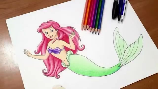 儿童简笔画:美丽爱丽儿公主画画