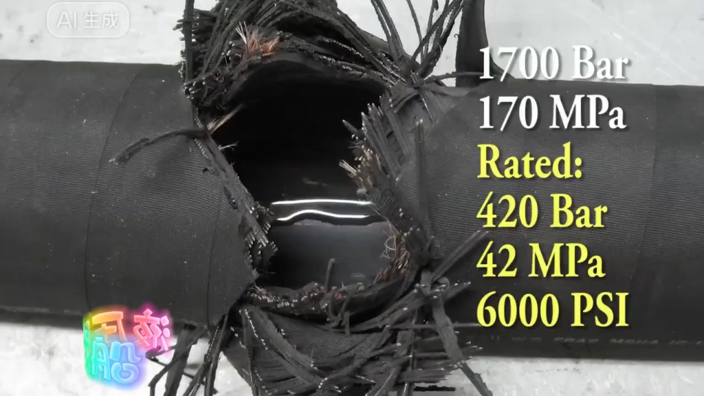 液压软管的爆破瞬间,判断一下这根软管是否合格