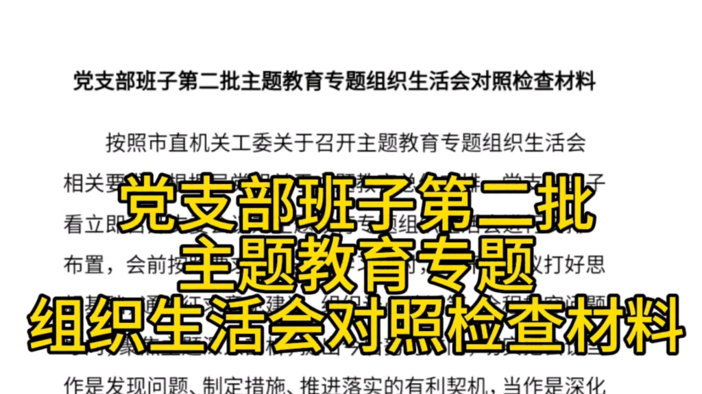 主题教育专题组织生活会对照检查材料