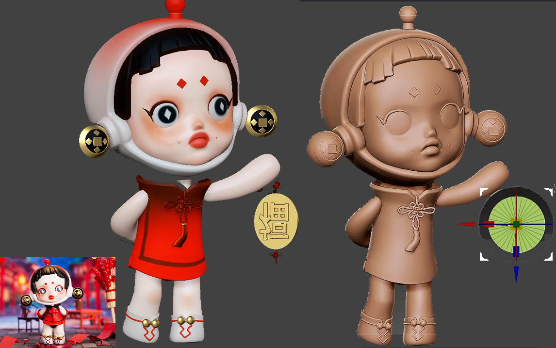 【Zbrush建模】从球开始教你制作出泡泡玛特盲盒小手办模型,zb零基础...