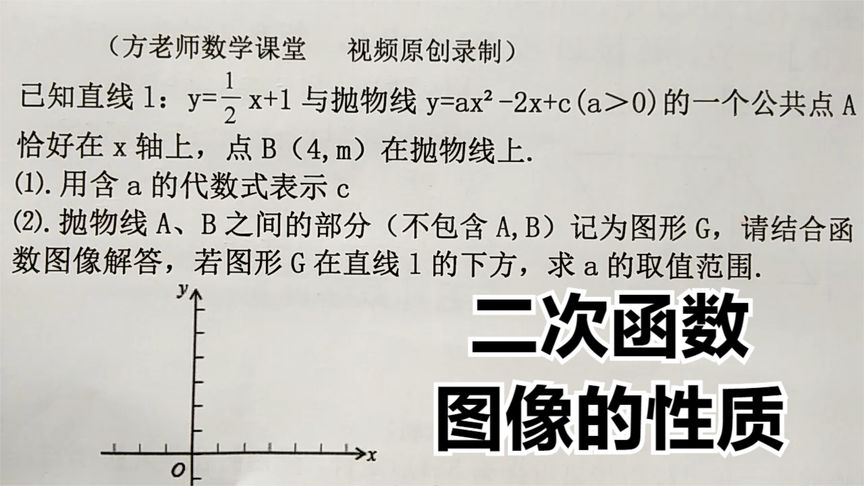 二次函数图像AB之间部分,在直线的下方,怎么求a的取值范围?
