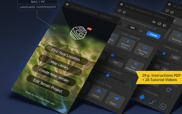三维地图地形等高线设计PS插件-3D Map Generator(汉化版)