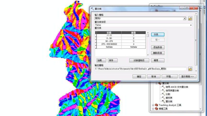 ArcGIS实验9-5坡向重分3类