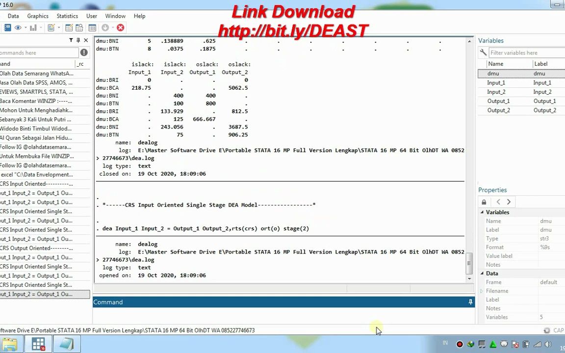 DEA(数据包络分析)STATA;要下载输入和输出文件