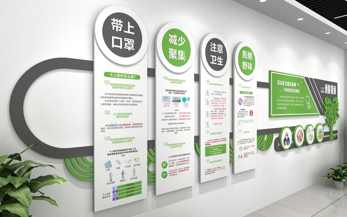 【防疫宣传文化墙】戴口罩 少聚集,勤洗手,预防新型冠状病毒文化墙,...