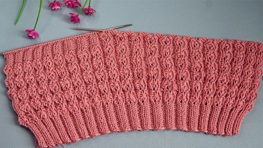 超级简单的蝴蝶节镂空针织图案设计【棒针编织266期】