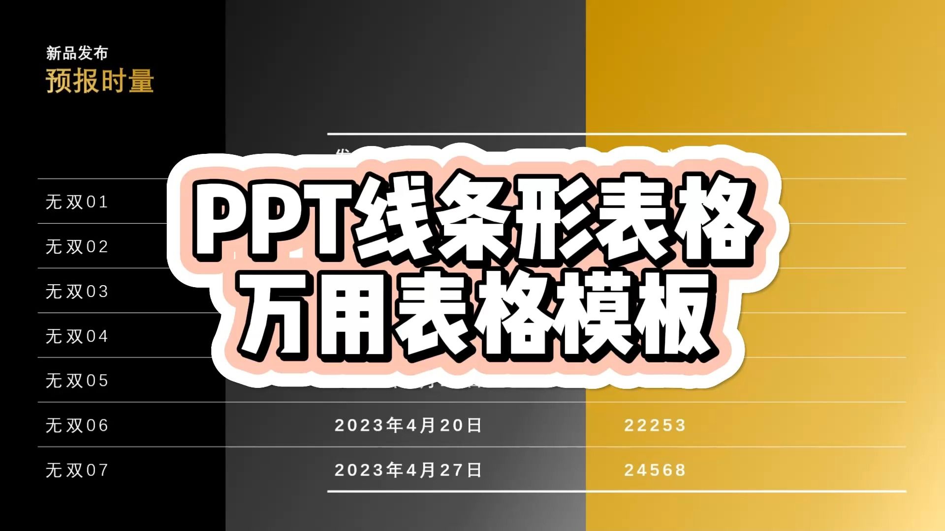 PPT线条形表格,万用表格模板。