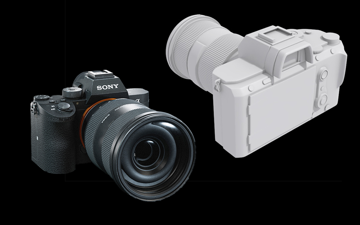 【3dmax道具建模】索尼“照相机”模型布线卡线到材质贴图全流程...