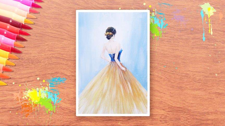 （一）0基础绘画教程，漂亮的美女丙烯画，基础到深入，方法简单