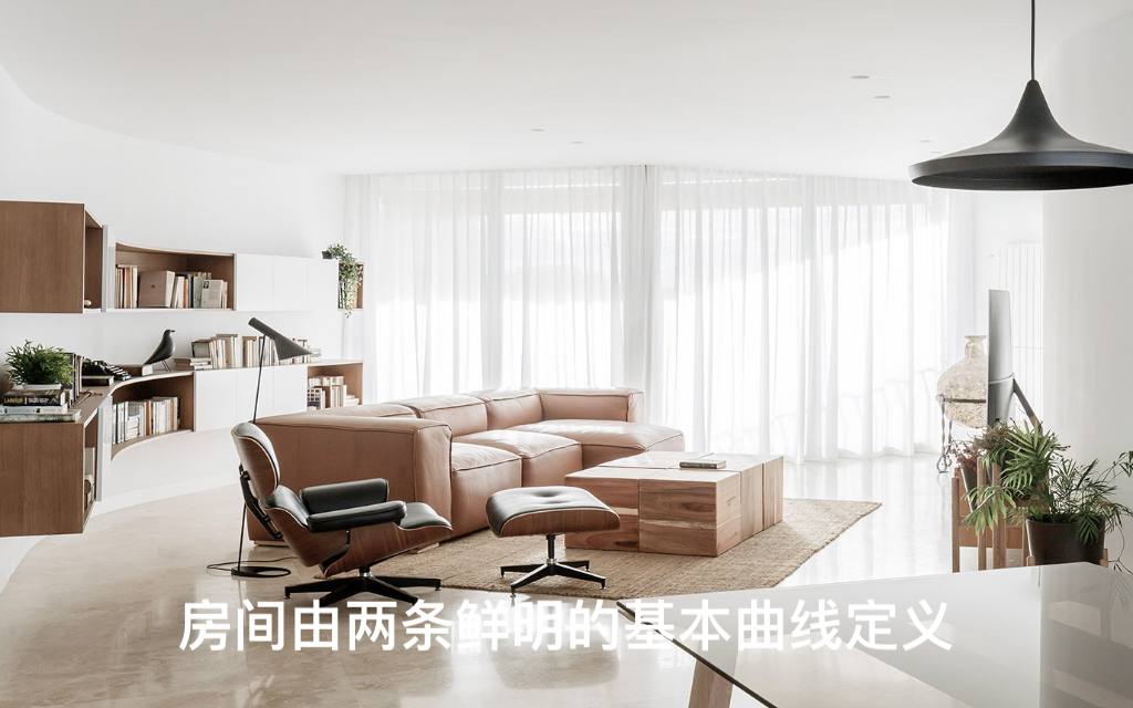 房间由两条鲜明的基本曲线定义,清晰地表达了空间流线、秩序和用途,...