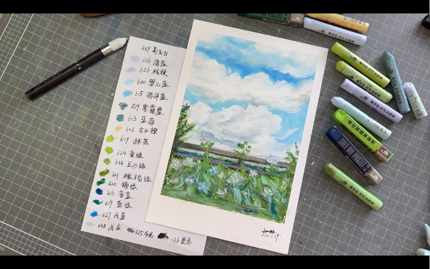 油画棒|路边的野花 |绘画教程