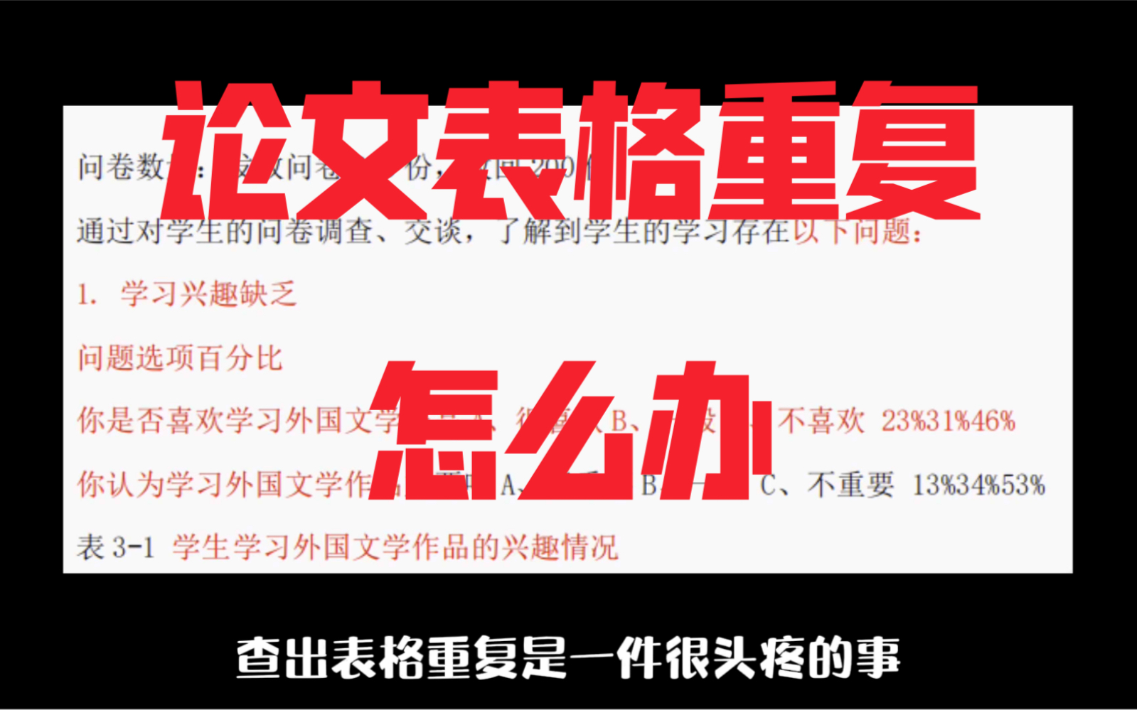 毕业论文的表格重复怎么办