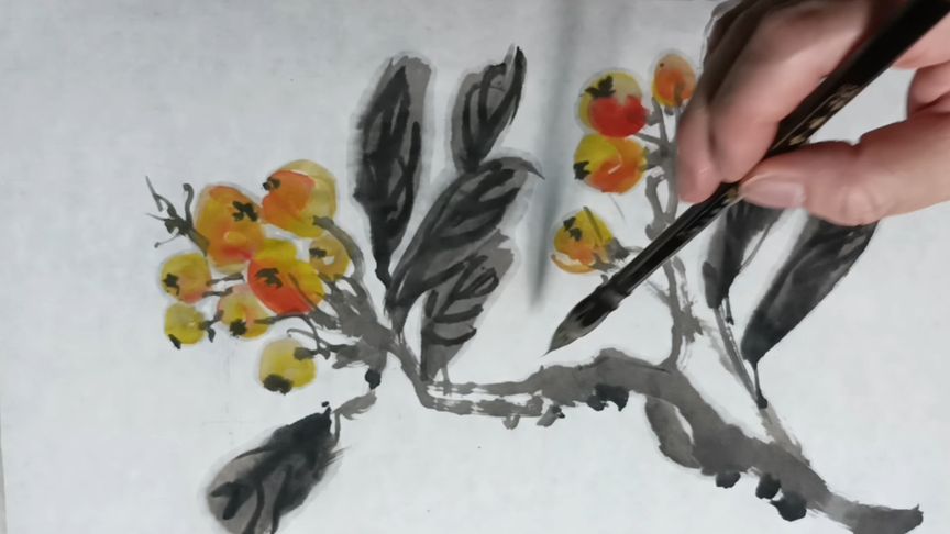 水墨写意枇杷画法
