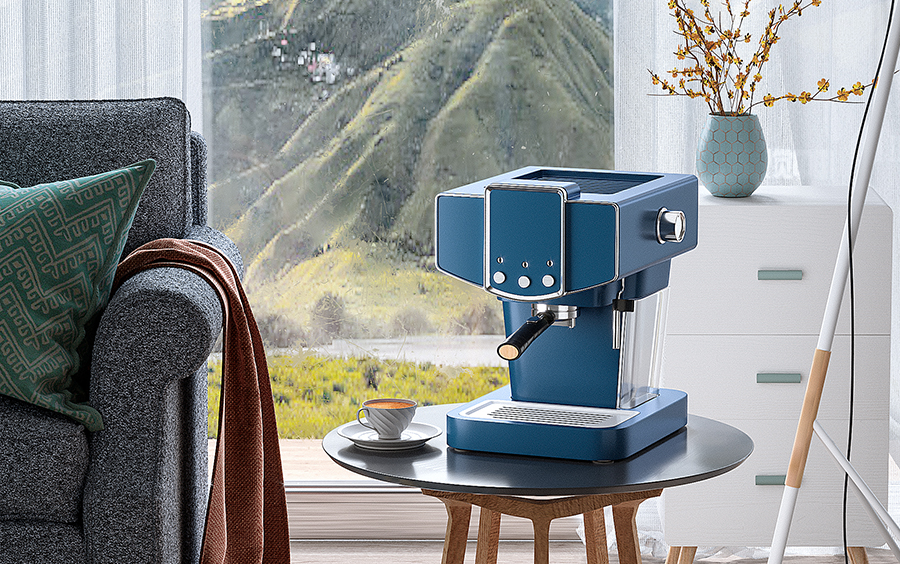 C4D 电商产品场景渲染建模 Corona 简易教程 (CR 蓝色 咖啡机)