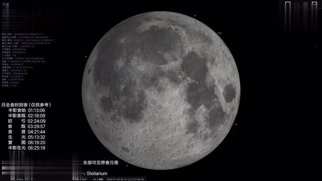 『天文』2018年7月28日月全食全过程模拟