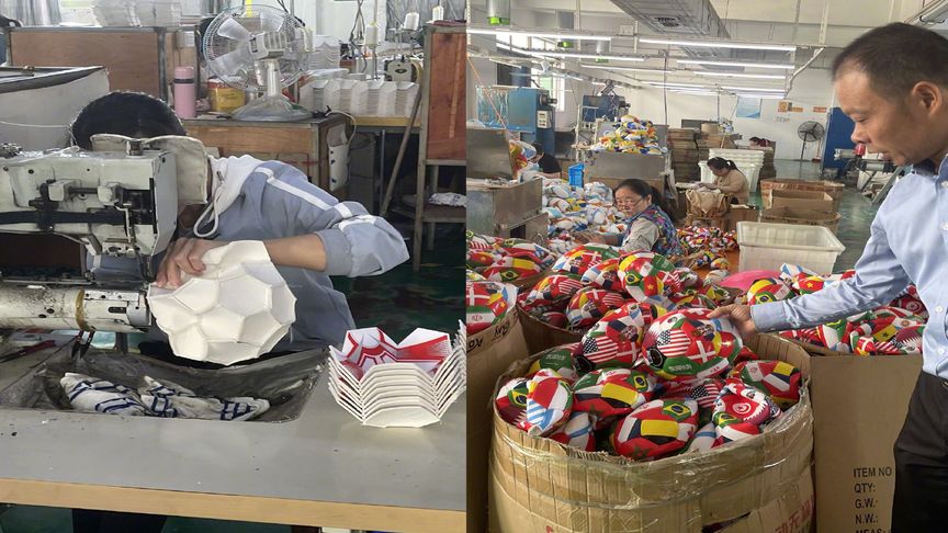 义乌商家50天赶工10万个足球,中国制造“踢进”2022卡塔尔世界杯