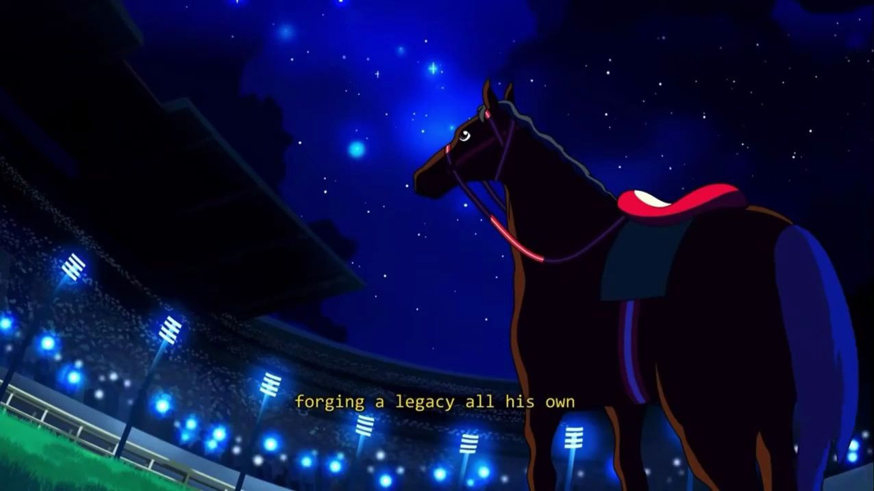 沙特杯官方比赛当天播出的青春永驻动画宣传片