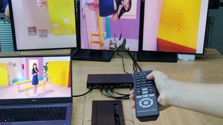 多媒体会议室视频显示方案,3个显示屏竖屏拼接