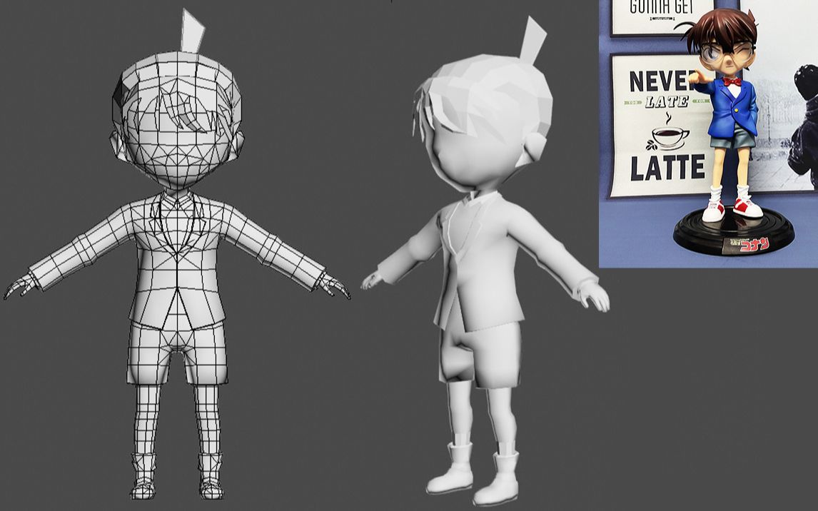...人物建模】名侦探柯蓝动漫角色制作,用裸模开始教你制作二次元3D...