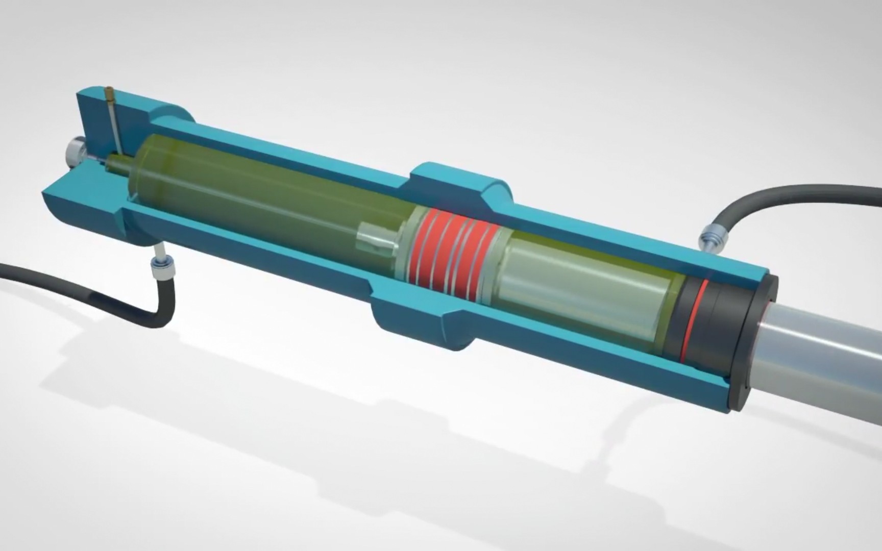 【科普】挖掘机油缸工作原理动漫演示