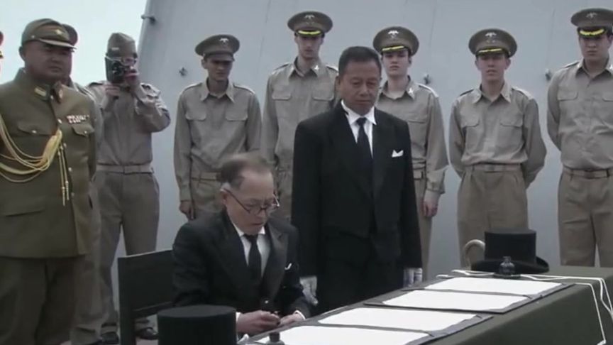 日军代表向盟军签署投降书,第二次世界大战结束