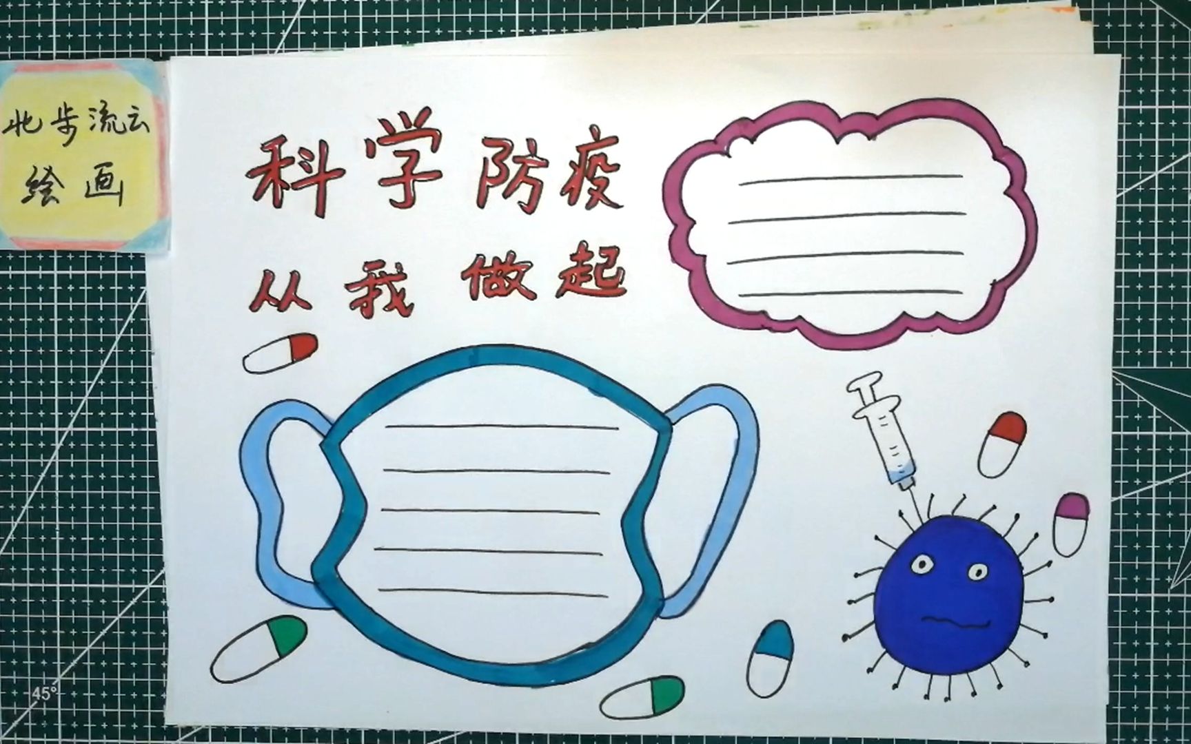 防疫手抄报,抗击疫情,儿童简笔画,幼儿绘画教程