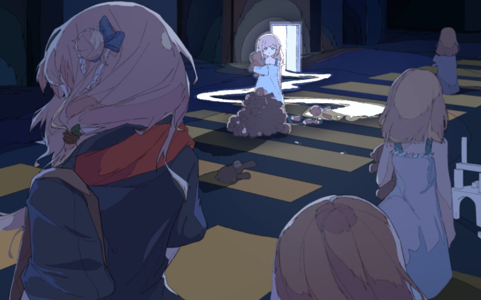 【oc插画/动画/梦核】当你推开小熊房间的门/bear doll