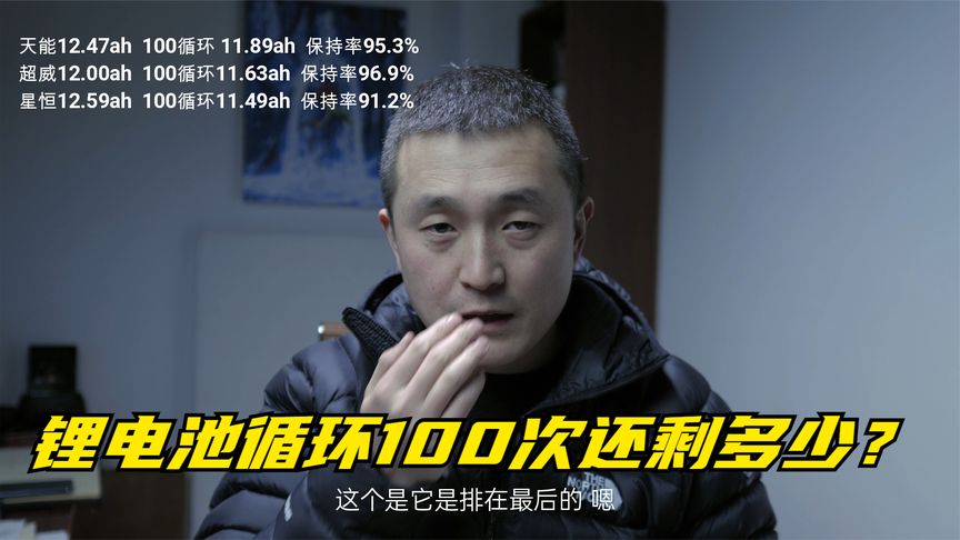 寿命测试天能星恒超威电动车锂电48v12ah 100次循环后剩余多少?