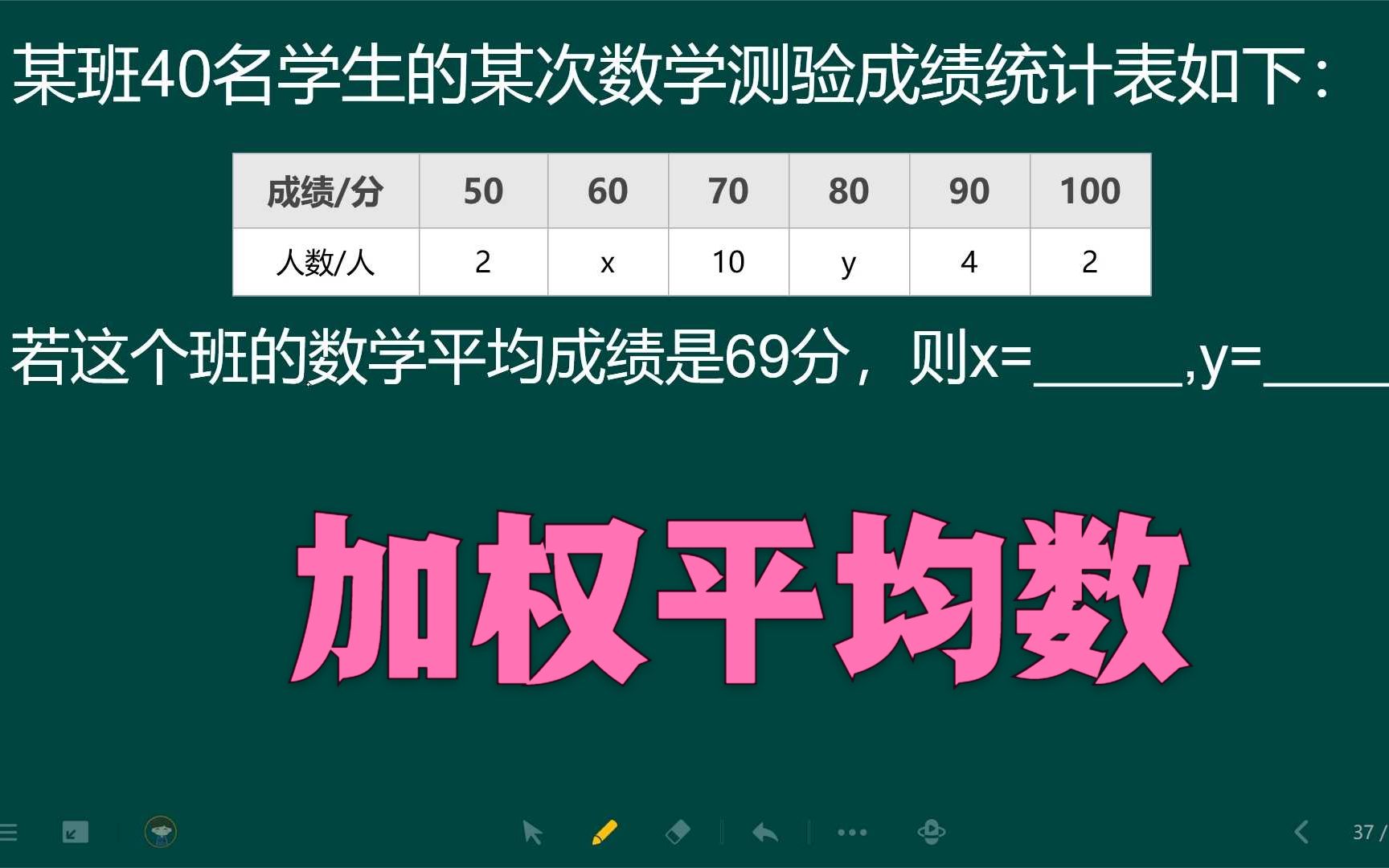 初二数学上:含两个未知数的加权平均数,同学们该如何快速解出?