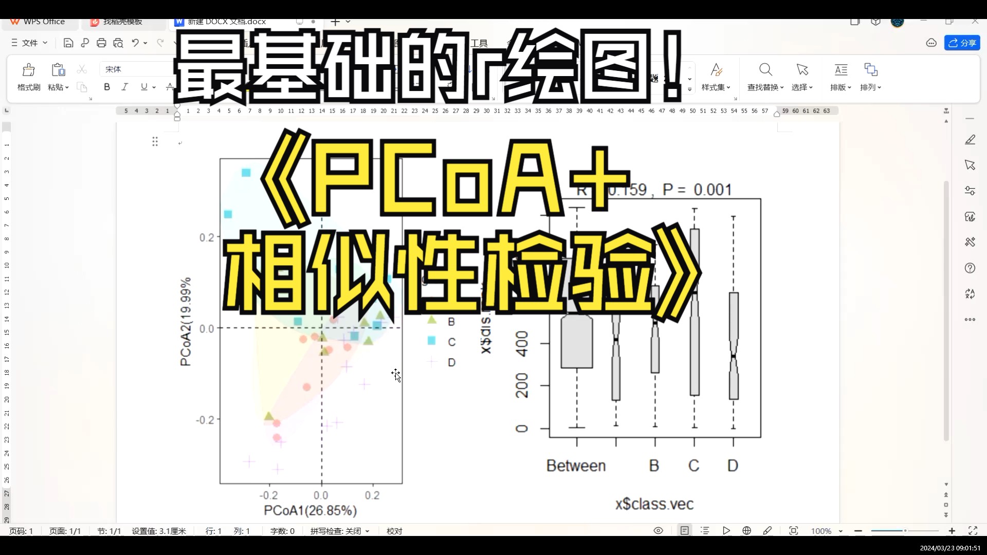 最基础的r绘制PCoA图+相似性检验//r零基础//数据格式、置信圈、简单...