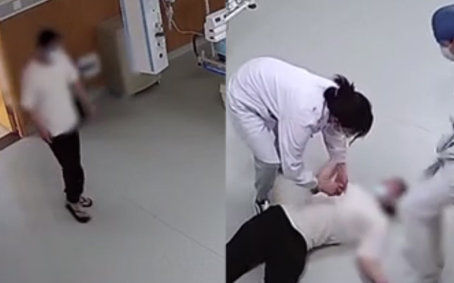 医生两通电话催小伙回急诊室 刚进门就发病晕倒 监控记录惊险一幕