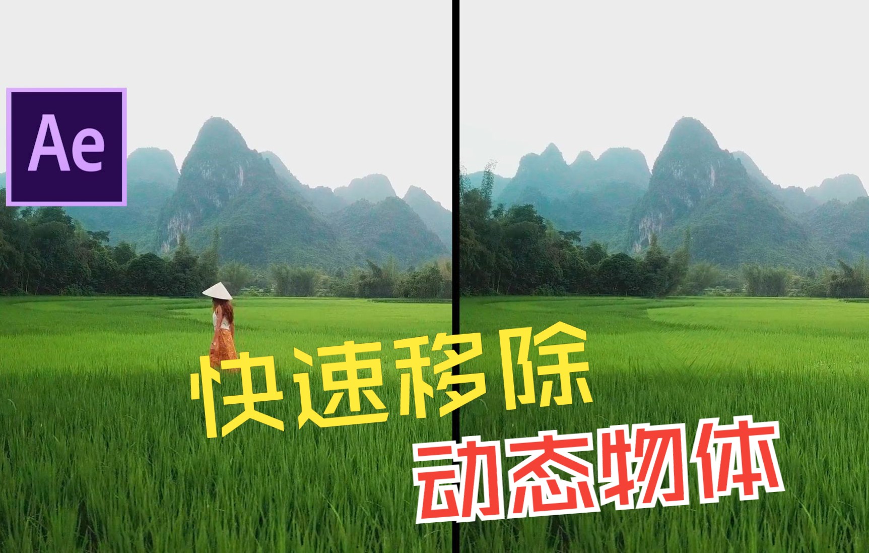 没用废话的教程!AE去除画面中不想要的物体。