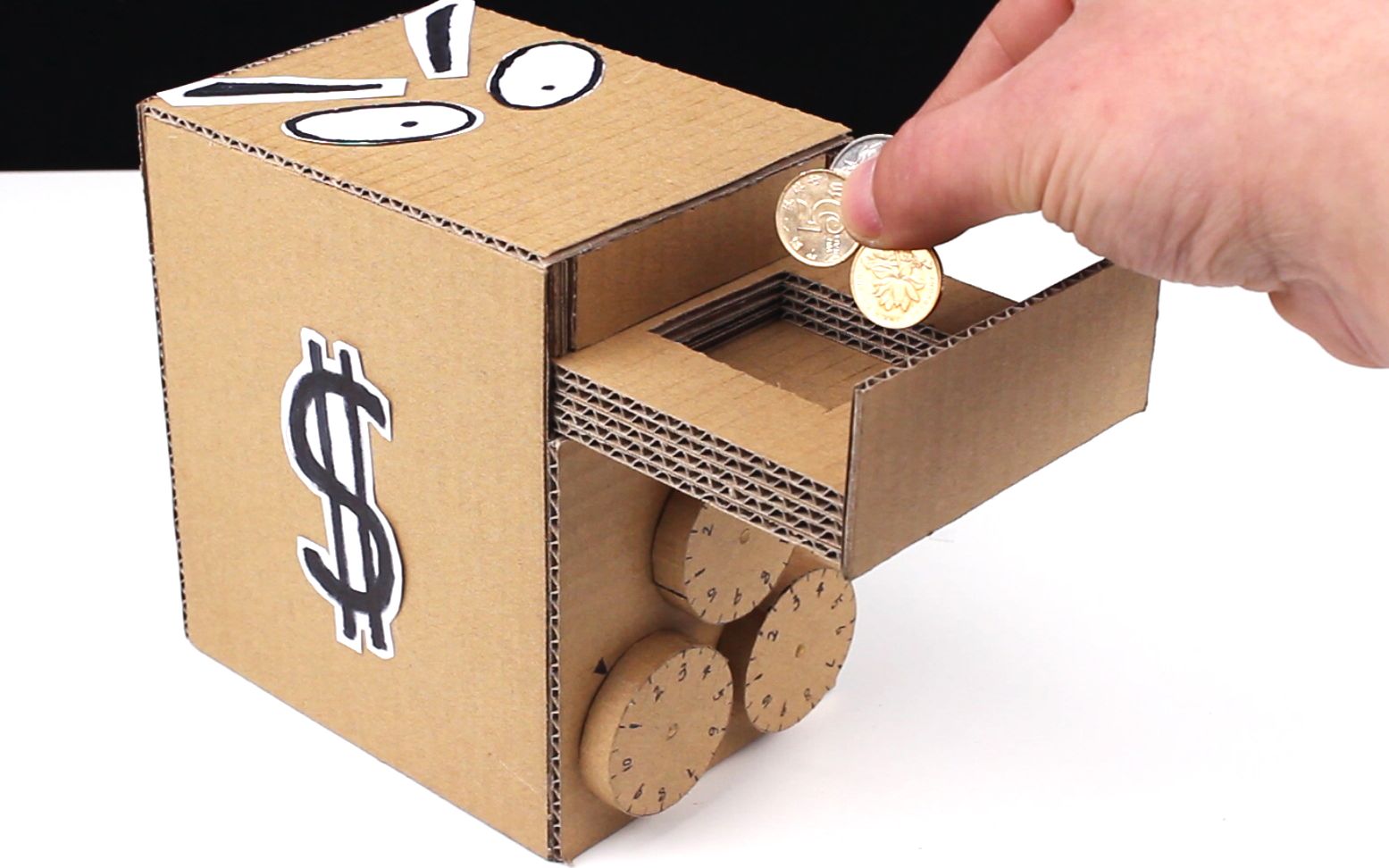 【手工制作】带密码的储蓄罐,神奇的硬币吞咽