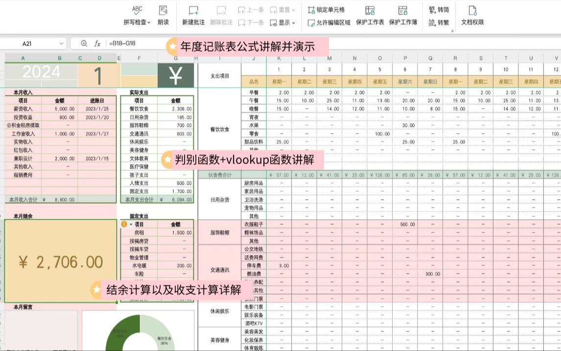 记账统计掌握这几个公式就可以了! | 一只咸鱼电子手帐