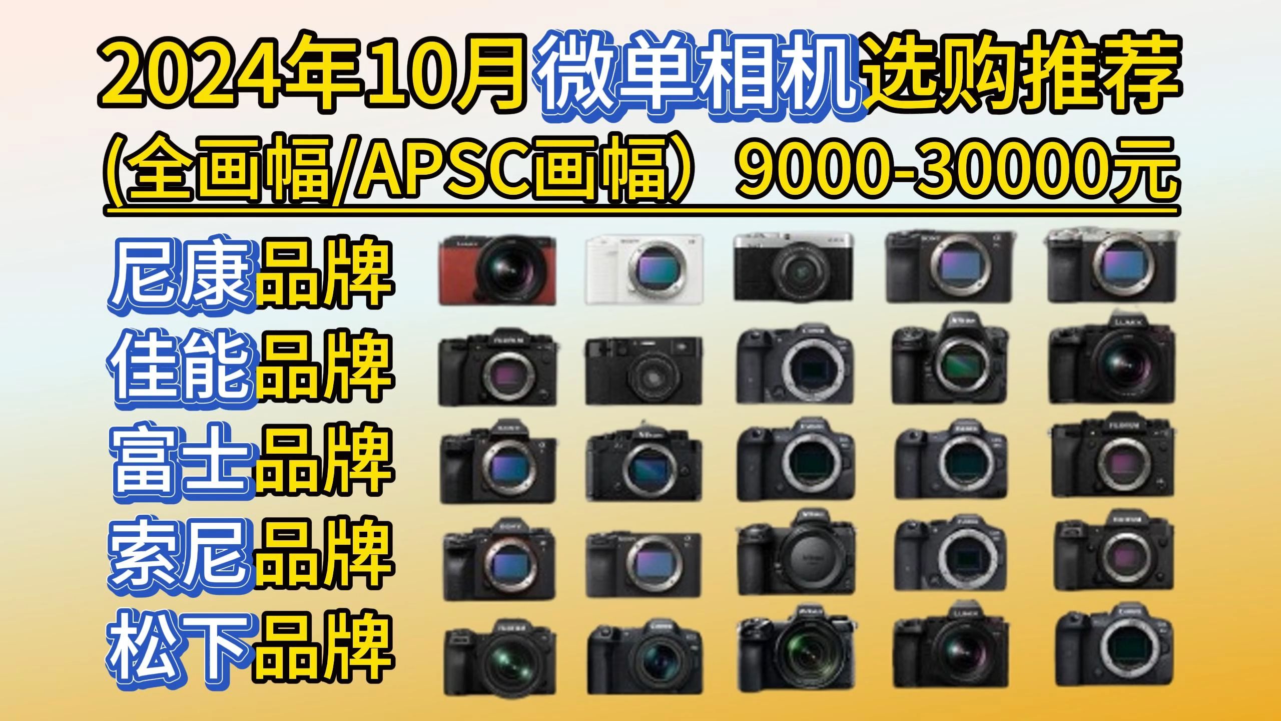 【双十一特辑】2024年10月微单相机选购推荐,全画幅/APS-C画幅,(...